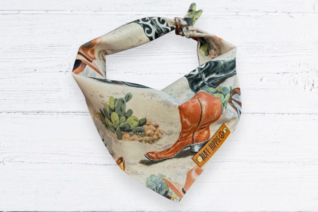Cowboy Dog Bandana, Cowboy Boots, Hat. Rodeo Bandana, Hand Made. - Etsy