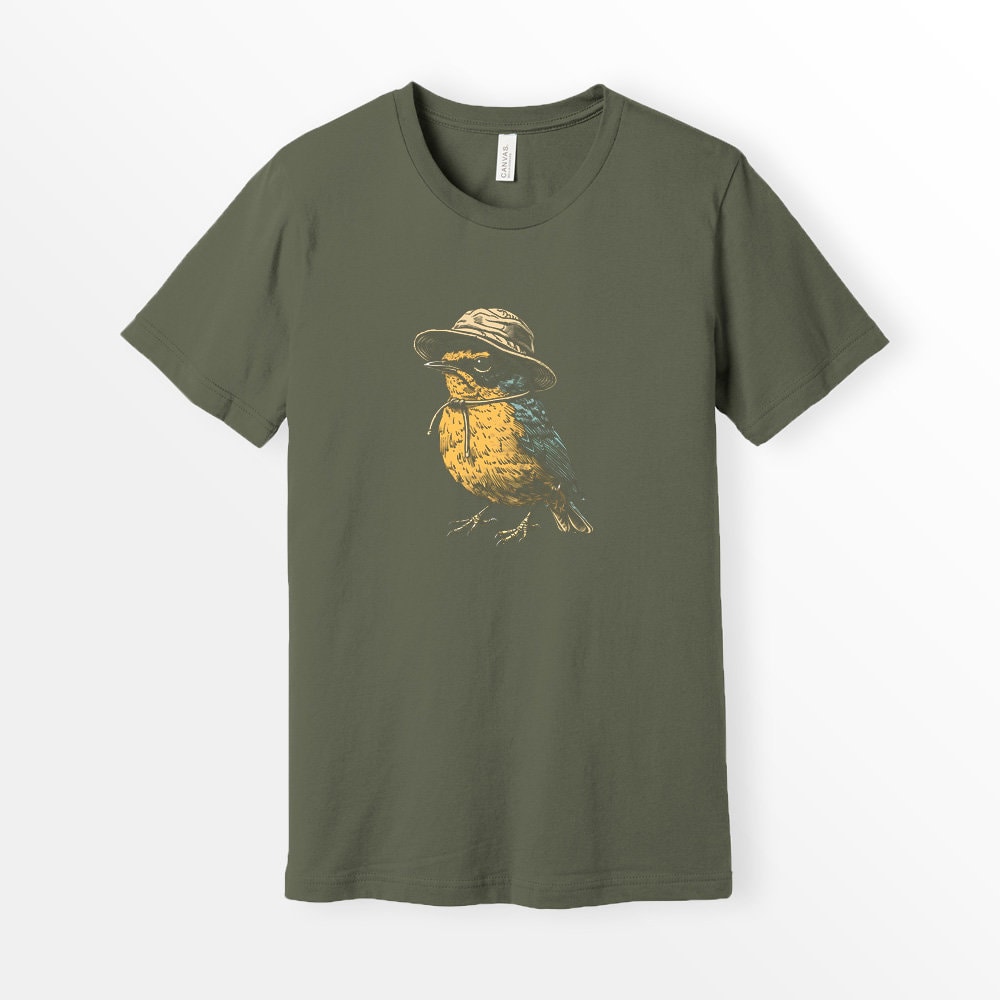 Bird Wearing Hat T-shirt, Birding Shirt, Bird Watching T-shirt, Gift ...