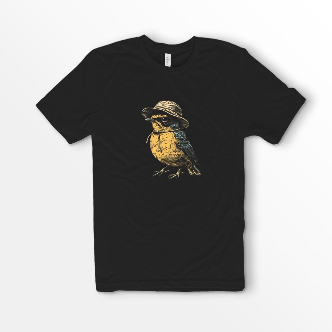 Bird Wearing Hat T-shirt, Birding Shirt, Bird Watching T-shirt, Gift ...