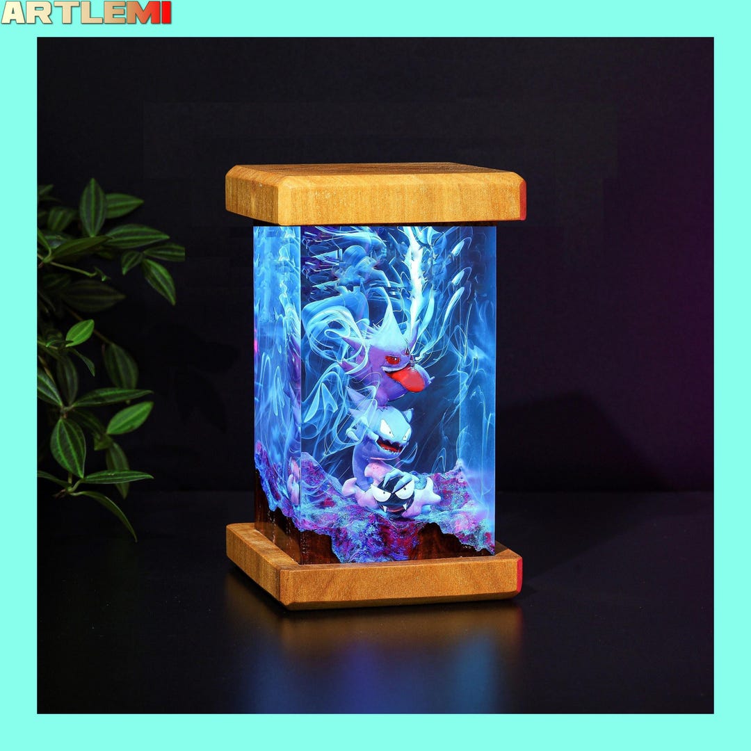 Gen.gar Resin Lamp, Poke.mon Epoxy Night Light, Custom Poke.mon Lamp ...