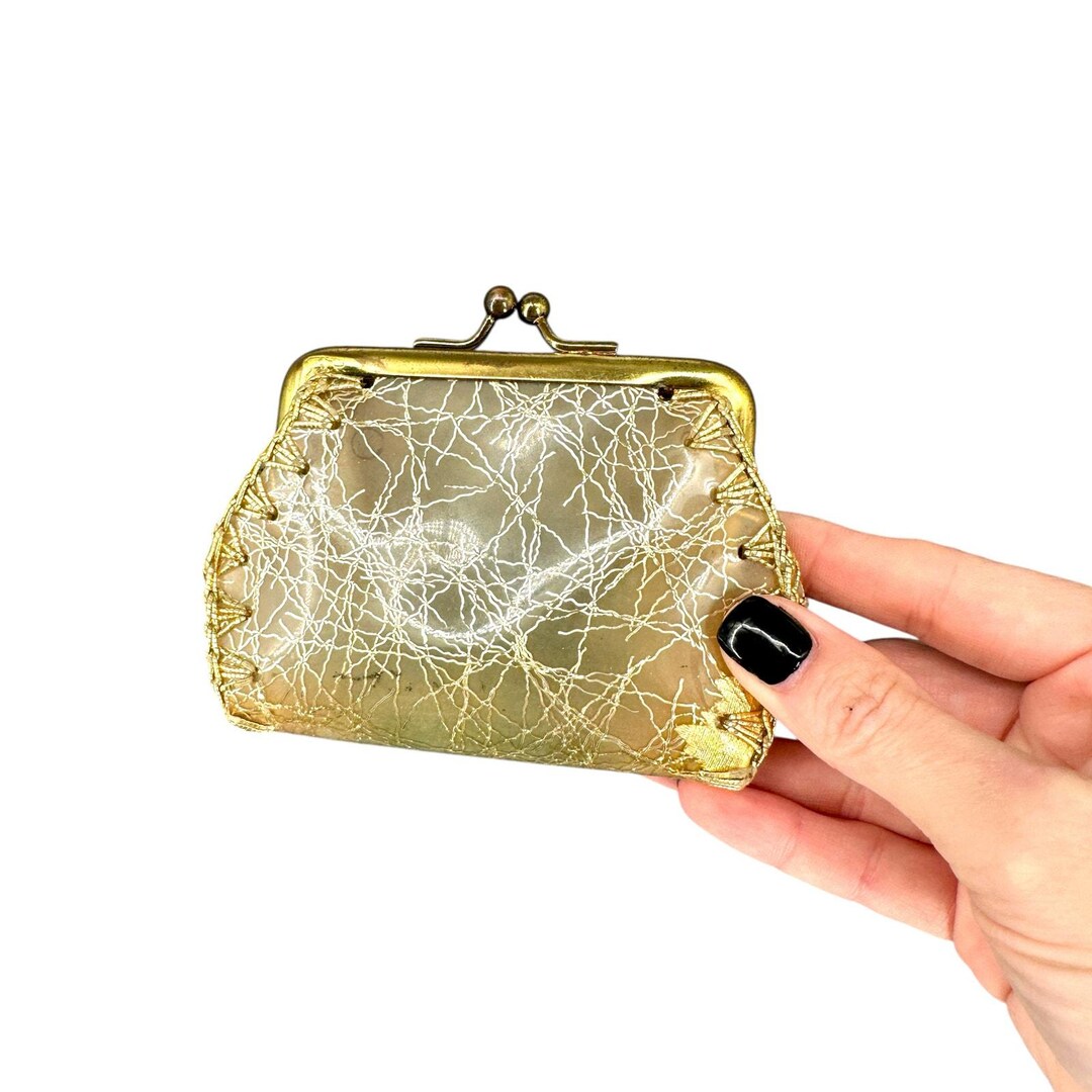Mid-century Gold Soft Plastic Kiss-lock Change Purse – Retro Gatsby ...