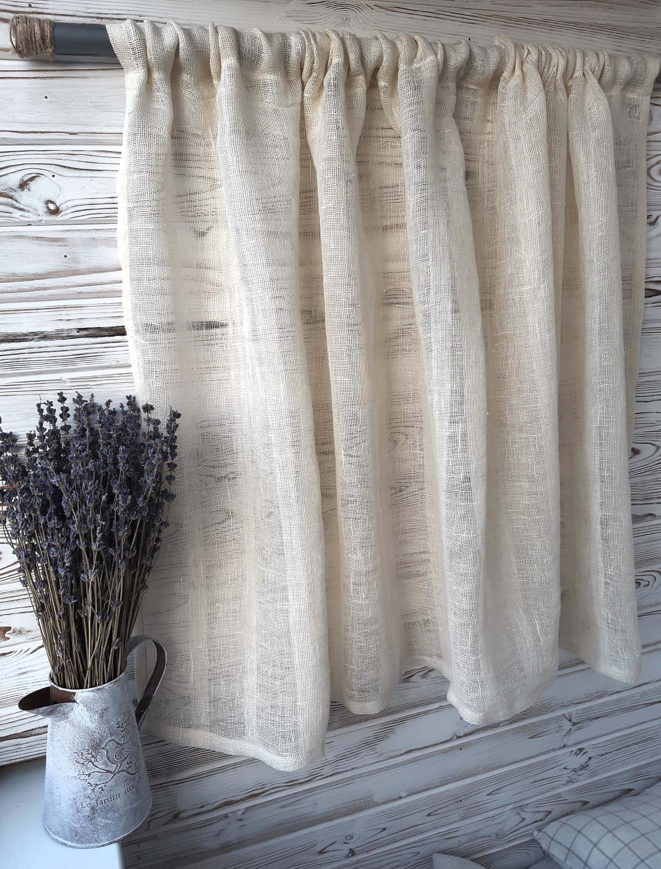 Kitchen Curtains Linen Curtains Panel Farmhouse Curtains | Etsy