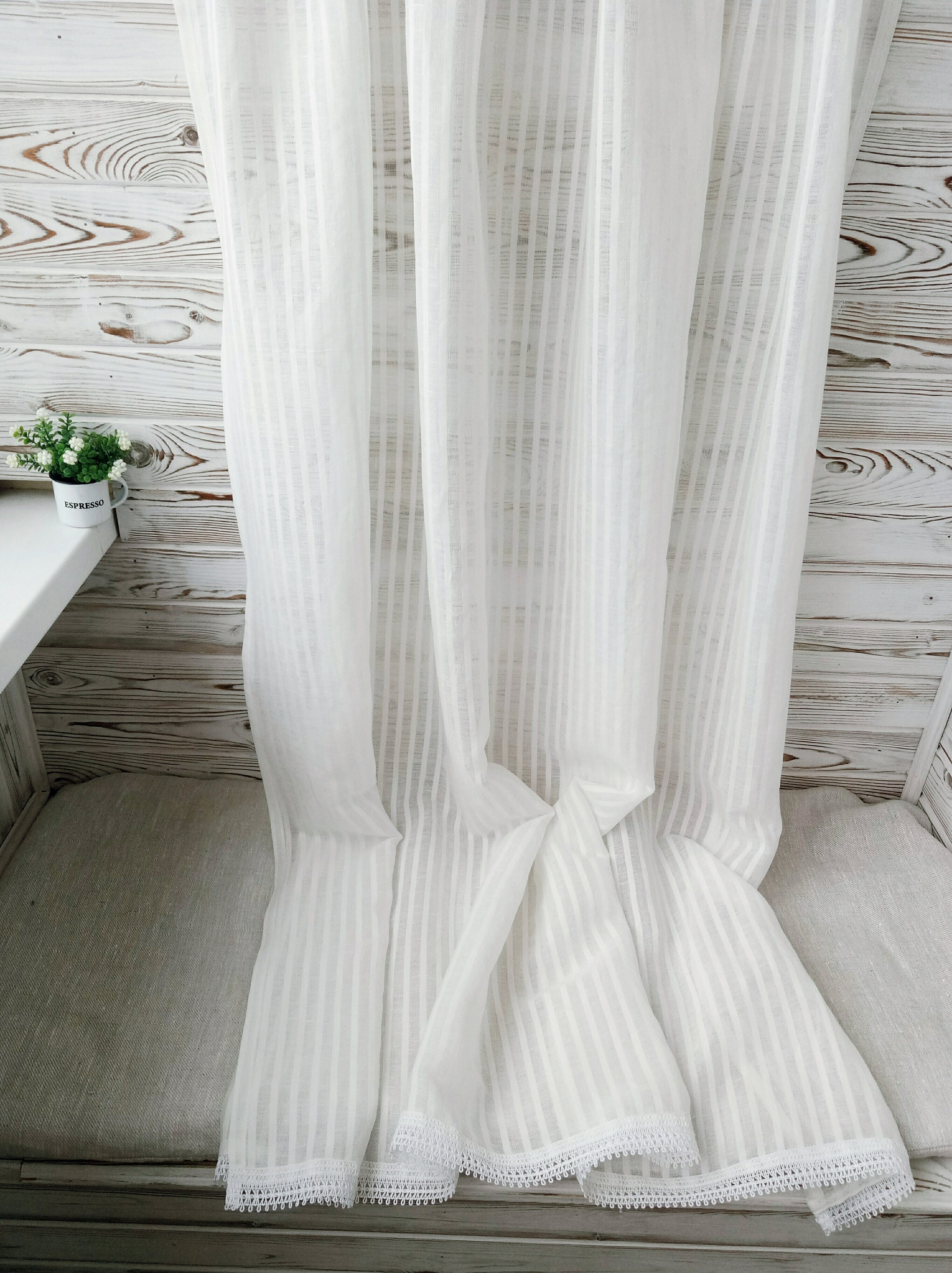 Kitchen curtains linen curtains panel farmhouse curtains | Etsy