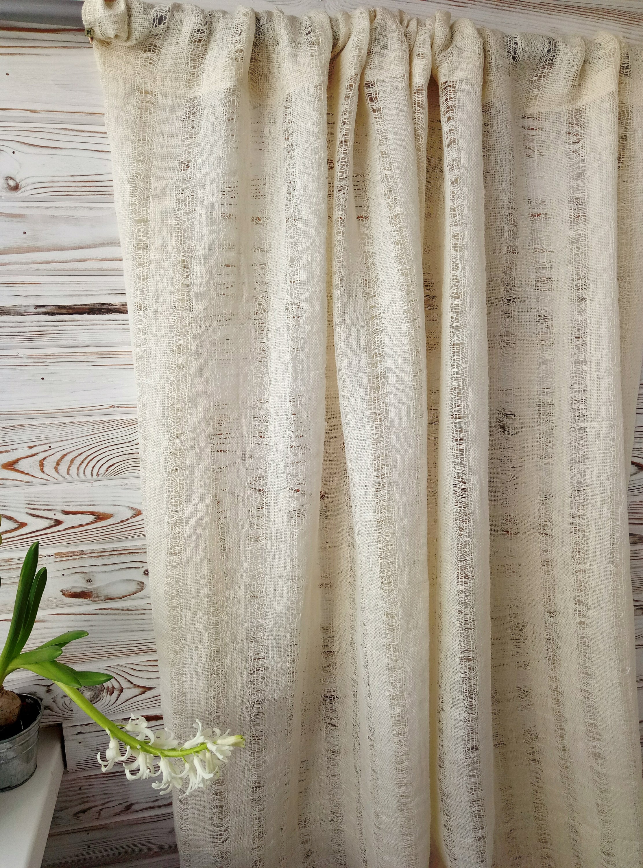 Kitchen curtains linen curtains panel farmhouse curtains | Etsy