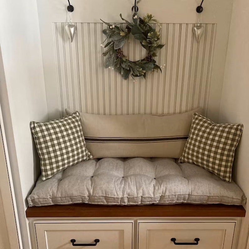 Custom Bench Cushion With Tie Kitchen Chair Pads - Etsy