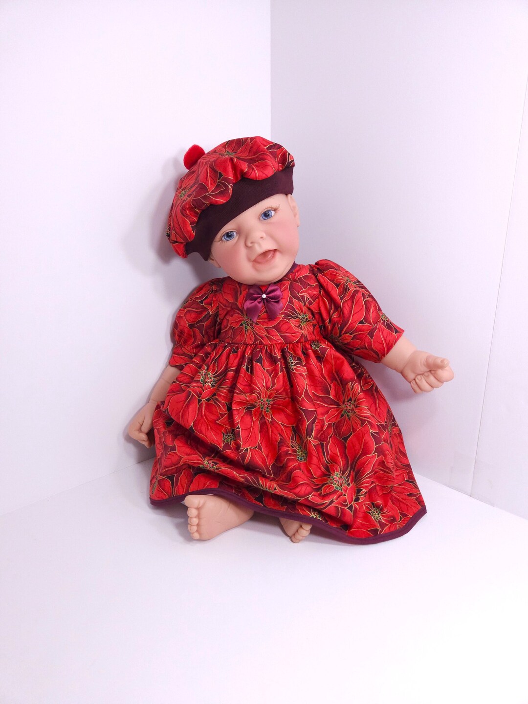 19-20-21-22-23-24 Inch Red Poinsettia Holiday Doll Dress Fit Dolls Like ...