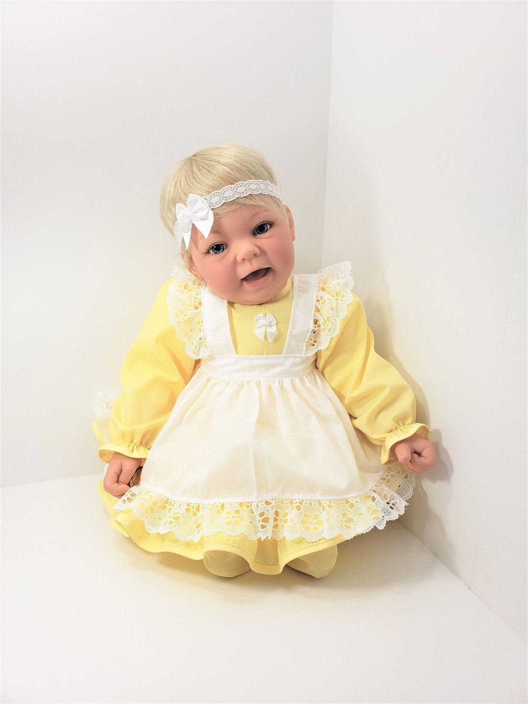 19" 20" 21" 22" 23" 24" 3pc Reborn Easter Doll Dress Pinafore ...