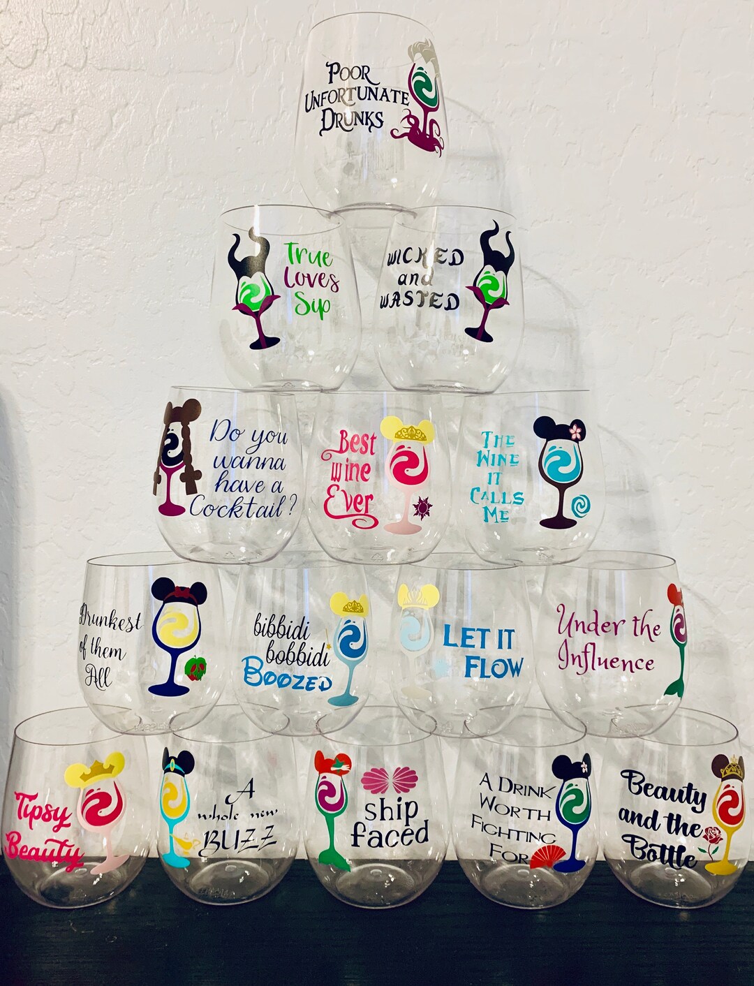 Disney Princess Wine Glasses - Etsy