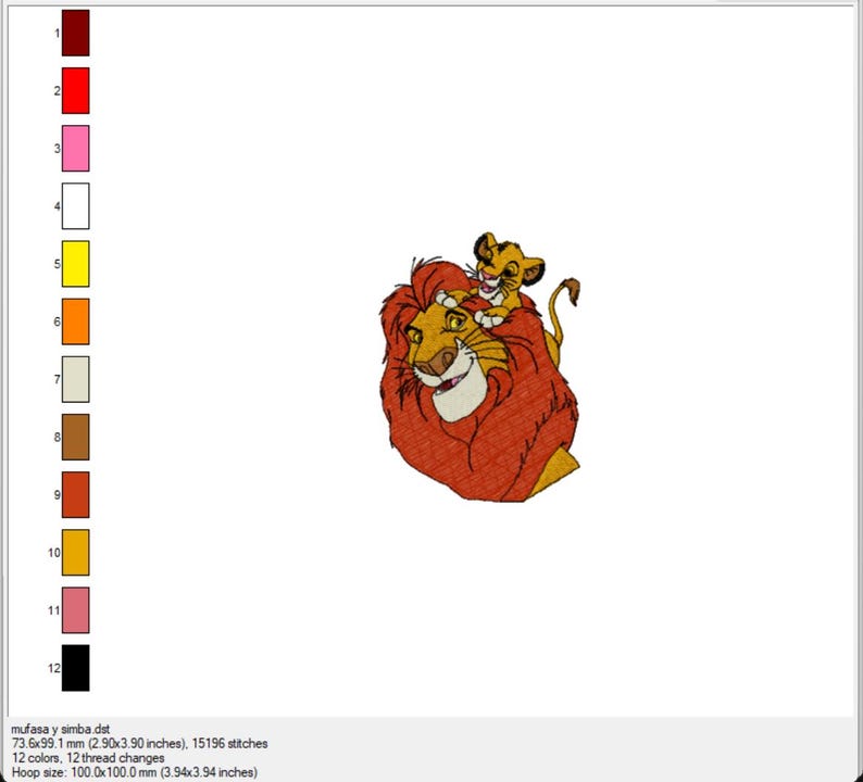 Mufasa and Simba Embroidery Design, Lions, the Lion King - Etsy