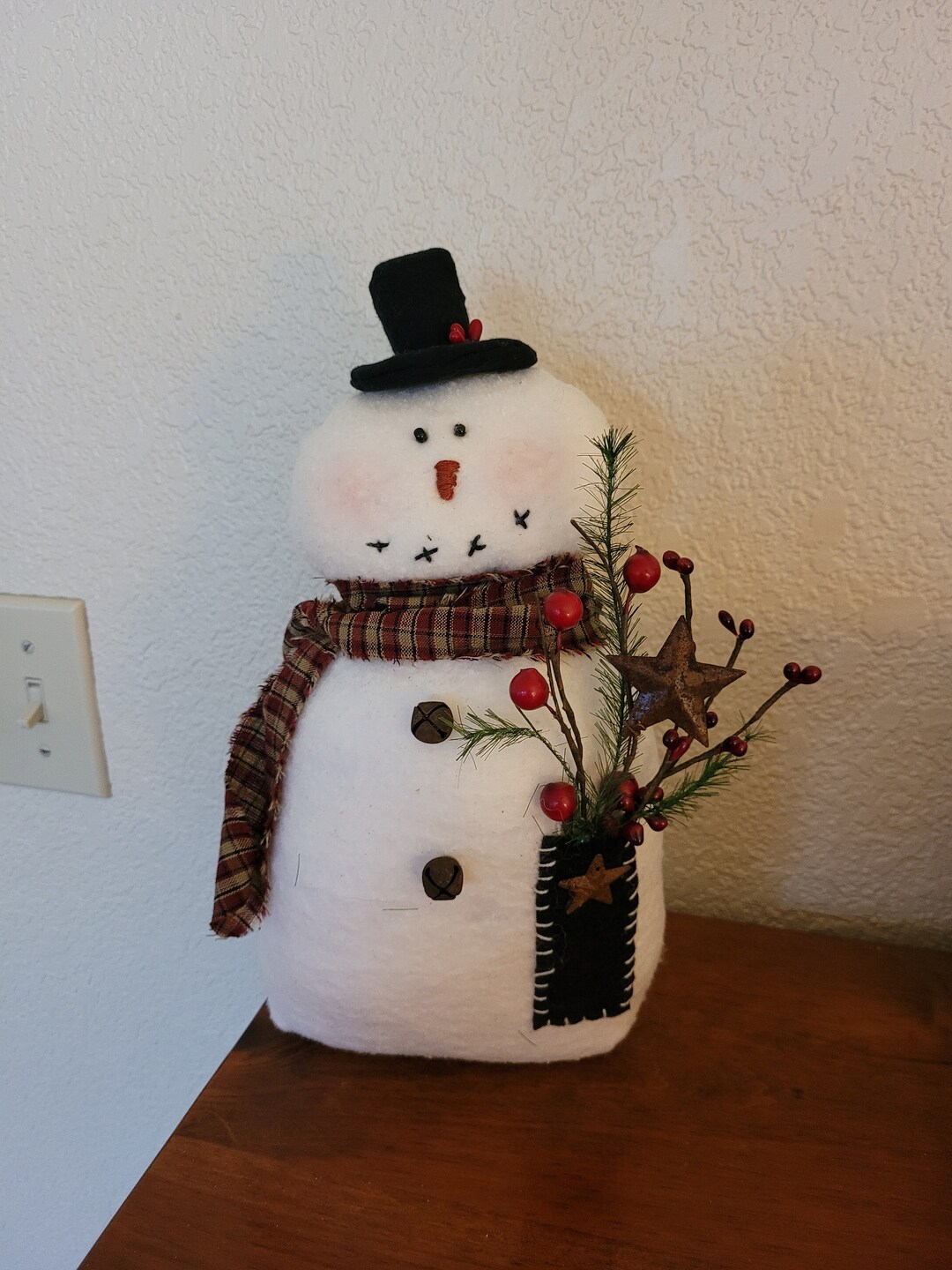 Primitive Snowman Christmas Decor Christmas Gift Primitive Decor Fabric ...