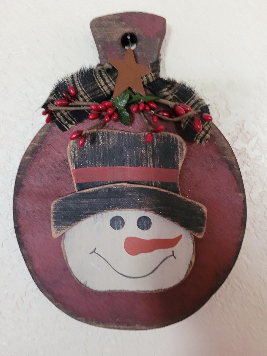 Rustic/primitive Wood Paddle With Snowman for You Winter Primitive ...