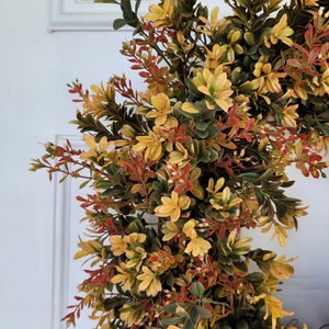 Fall Greenery Wreath With Gold, Rust and Green Faux Boxwood Crafted on ...