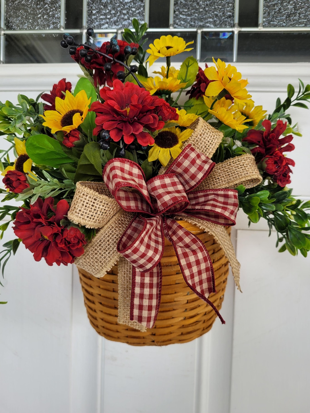 Primitive Country Artificial Arrangement in Basket. Table Arrangement ...