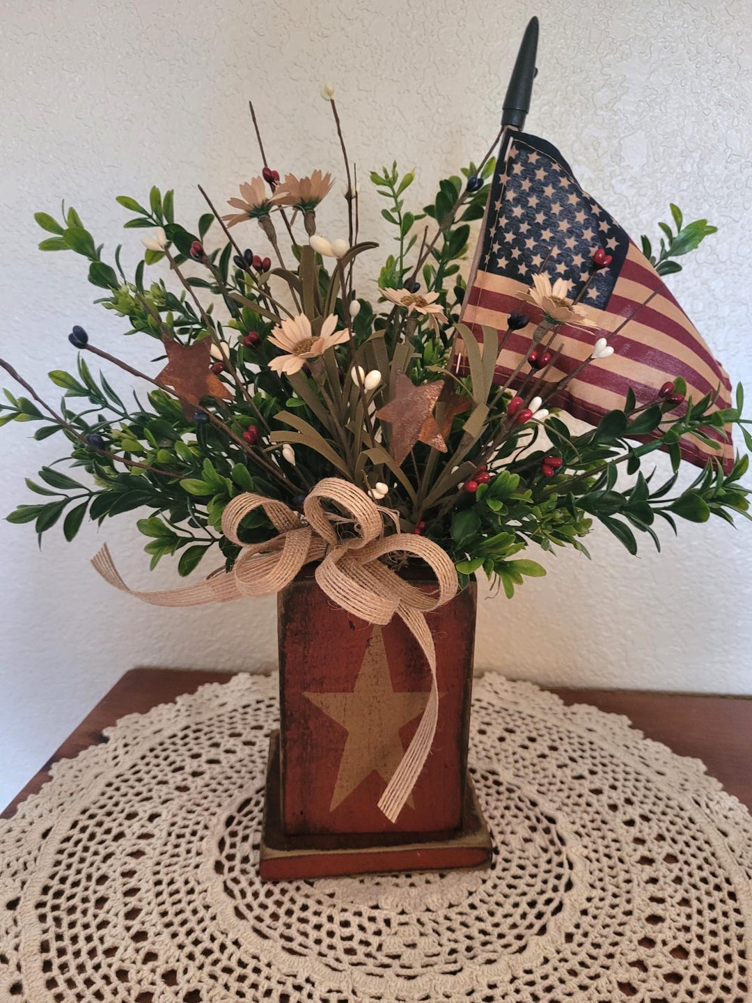 Patriotic Arrangement for Your Primitive/country Decor. Patriotic Gift ...