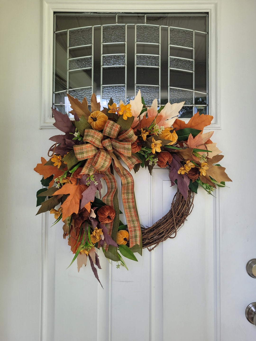 Fall Wreath With Pumpkins for Your Front Door, Entryway or Covered ...