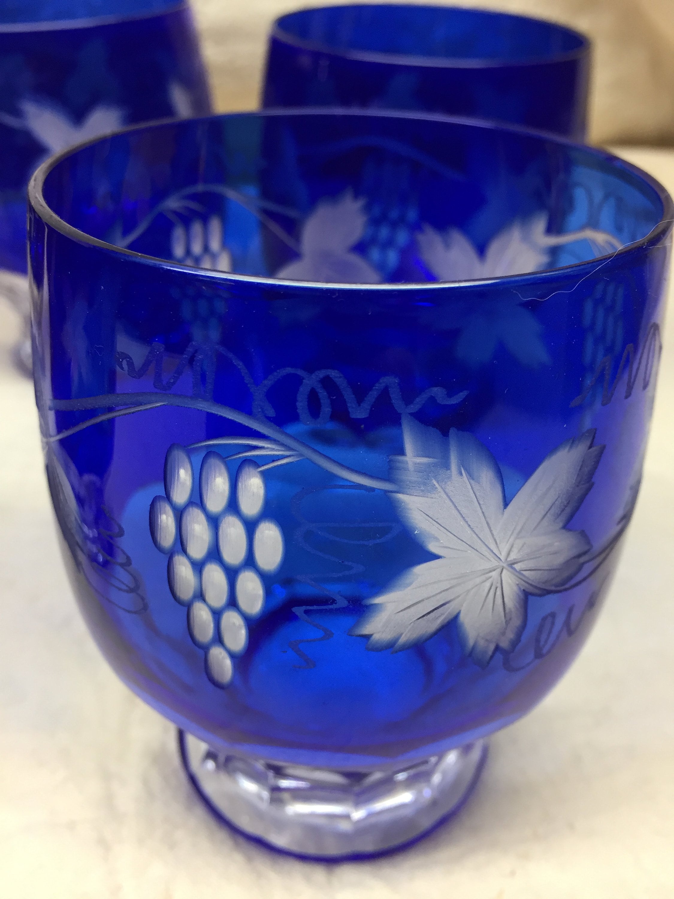 Blue Cut Glass Juice Glasses - Etsy
