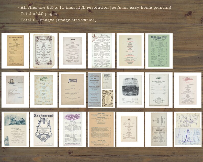 Restaurant Ephemera, Vintage Menu, Printable, Digital, Images, Old ...