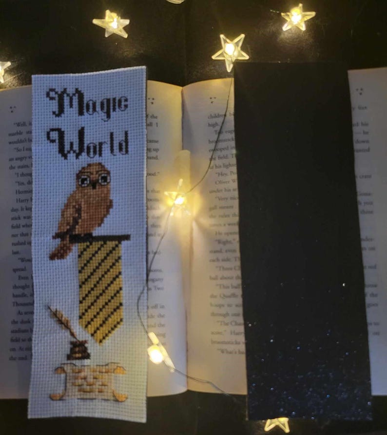 Completed Cross Stitch Harry Potter Bookmark - Hufflepuff - Etsy