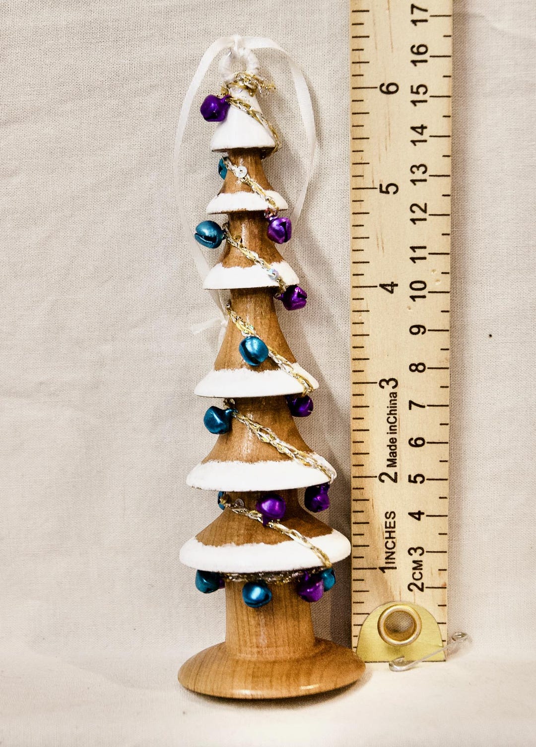 Hand Turned Tree Ornament With Crochet Garland - Etsy