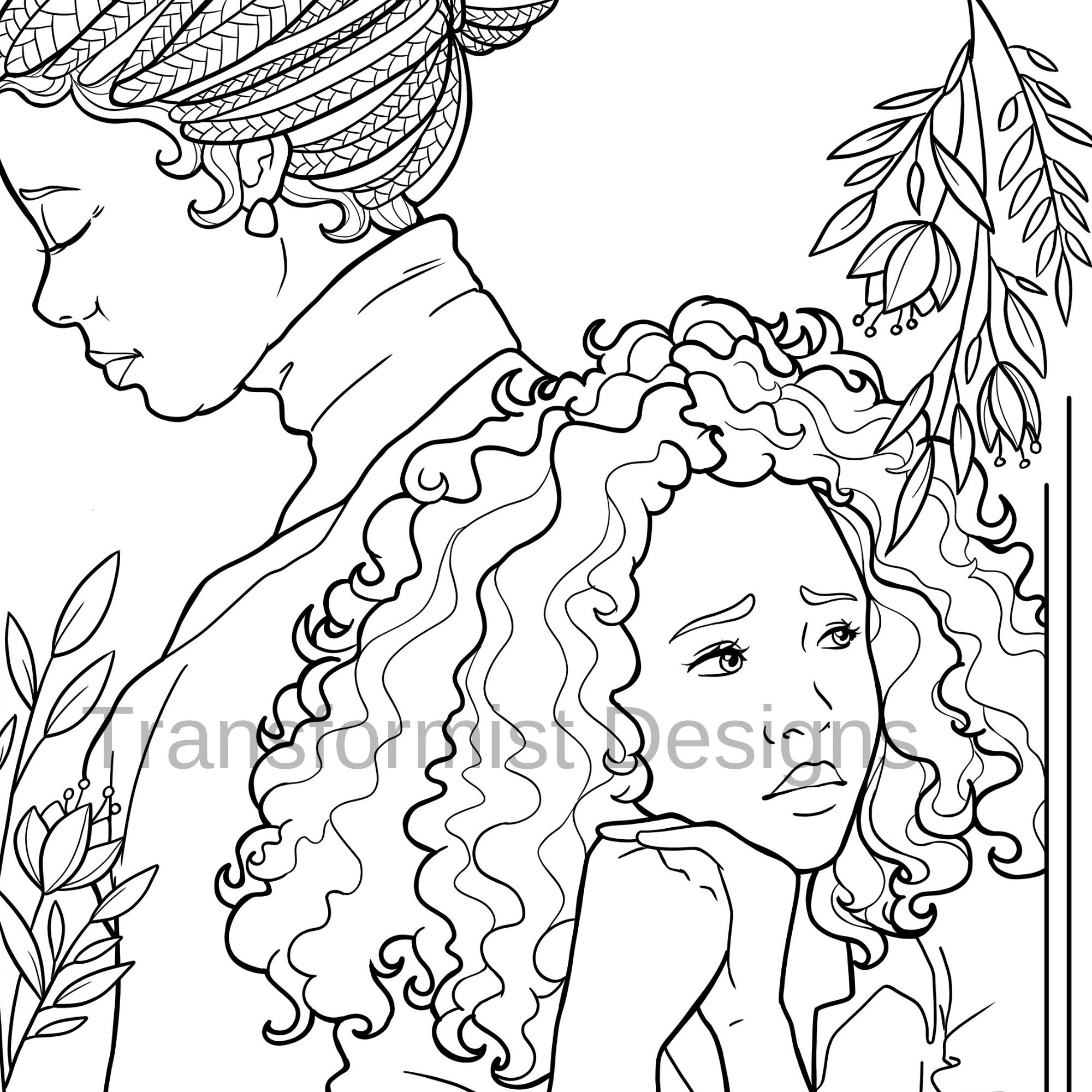 PDF Coloring Page Mother and Daughter Togetherness - Etsy