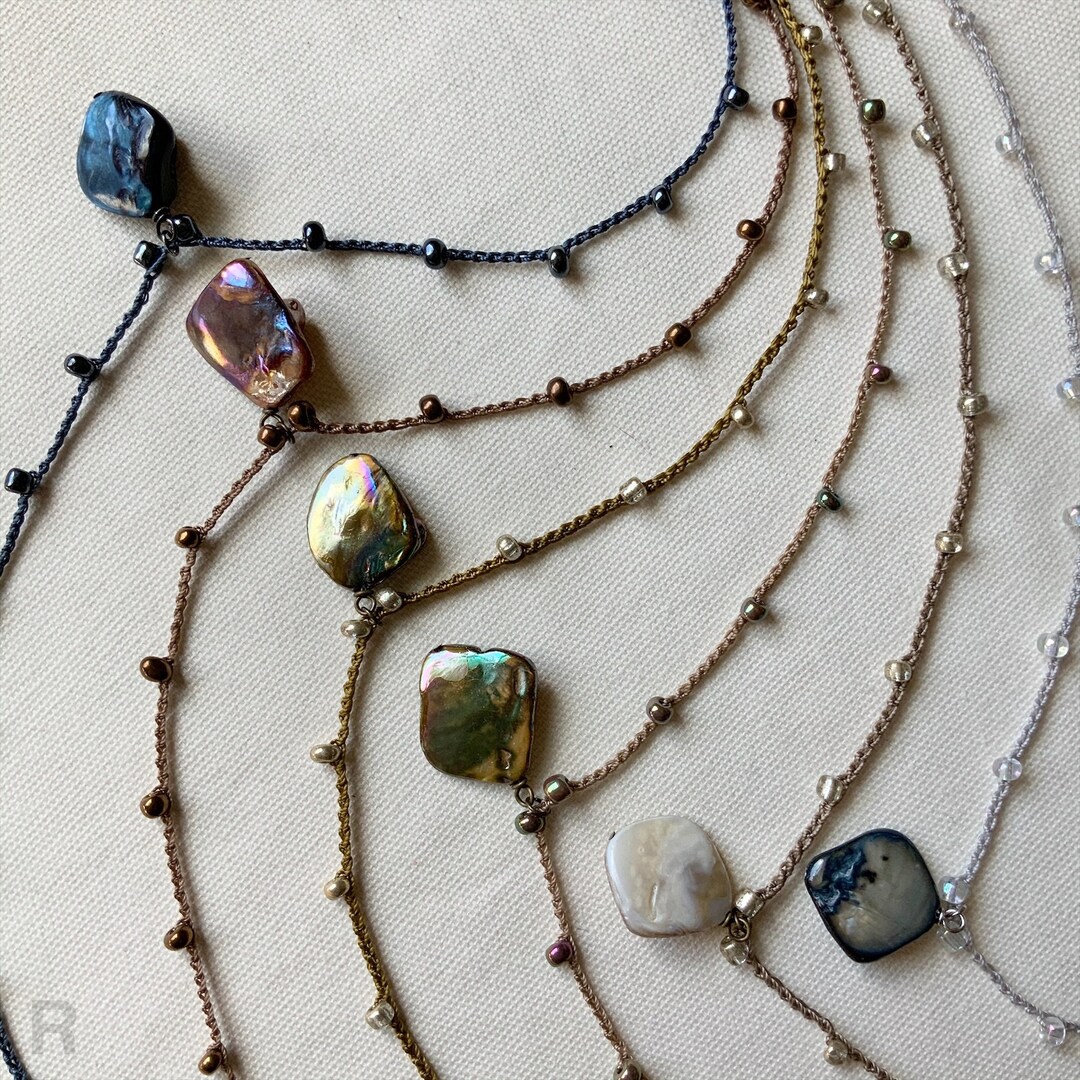 Shell Pendant Necklace, Crochet Jewelry, Beaded Necklace, Boho Necklace ...