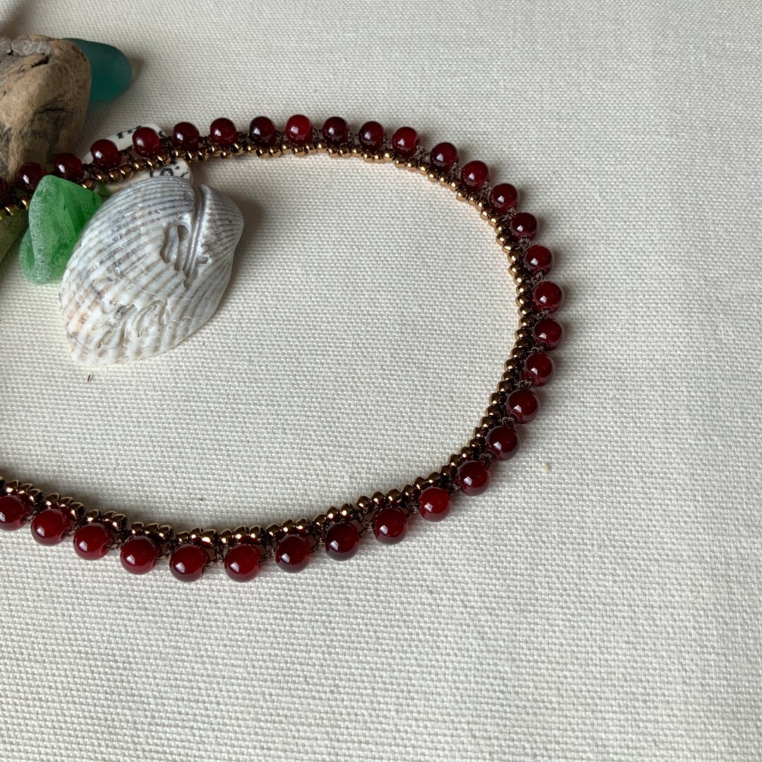 Red and Gold Metal Free Necklace - Etsy
