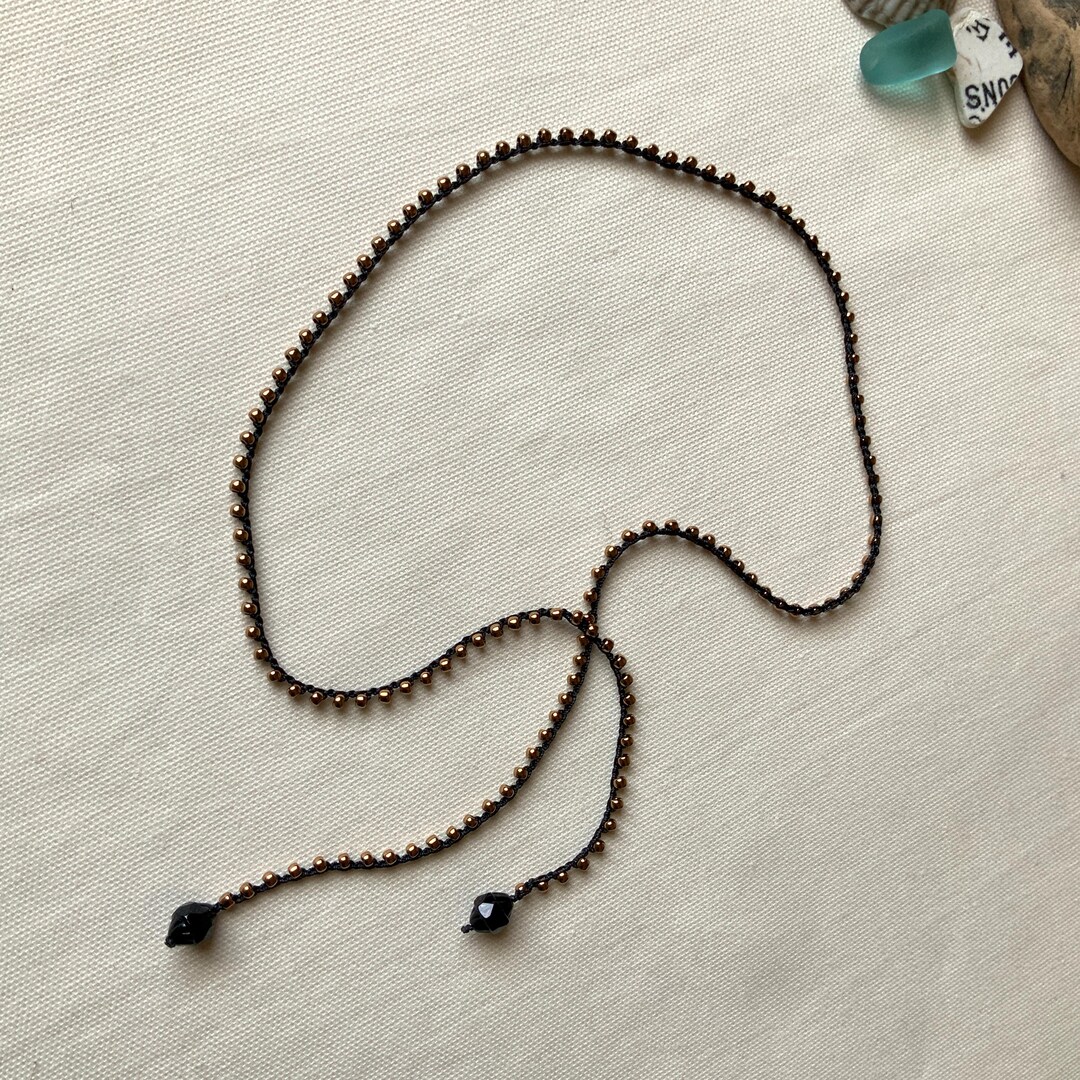 Black and Gold Metal Free Lariat Tie Necklace - Etsy