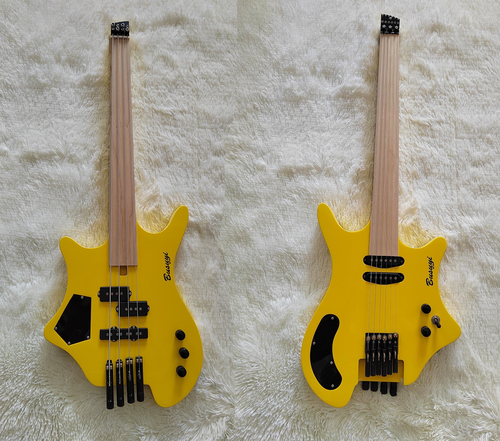 4 String Short Scale Bass / 6 String Headless Neck Thru Busuyi Guitar ...