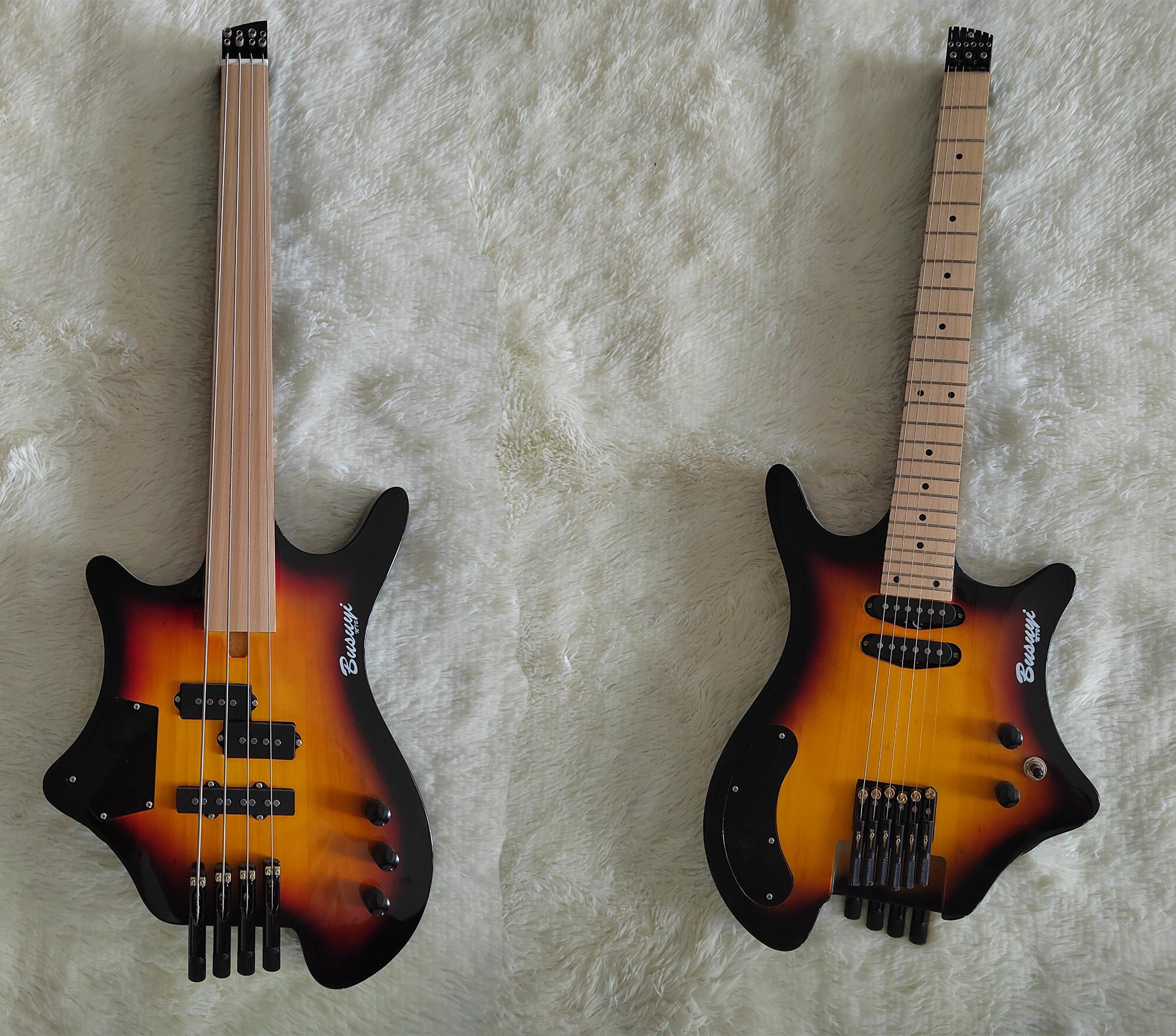 4 String Short Scale Bass / 6 String Headless Neck Thru Busuyi Guitar ...