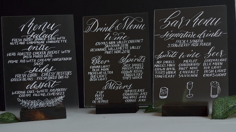 Dinner Menu Sign / Wedding Calligraphy Signs / Menu Sign for - Etsy