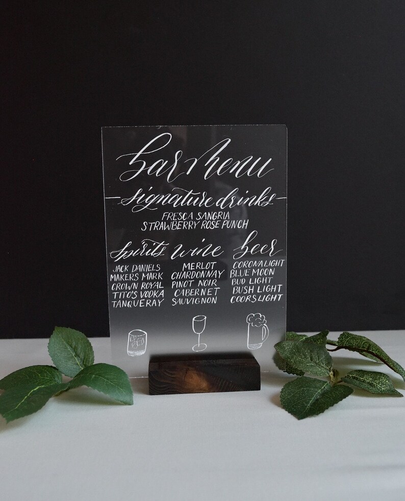 Menú bar / Menú de bebidas para bodas / Menú de bebidas de - Etsy España