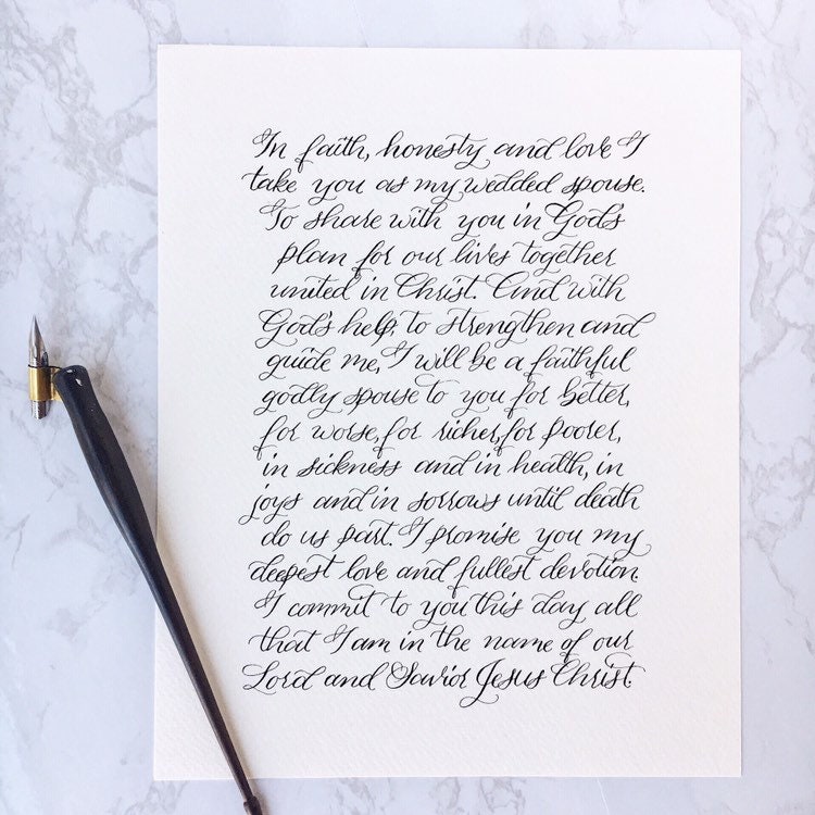 LARGE Custom Calligraphy Letter/ 16x20 {100+ Words} / Handmade Print ...