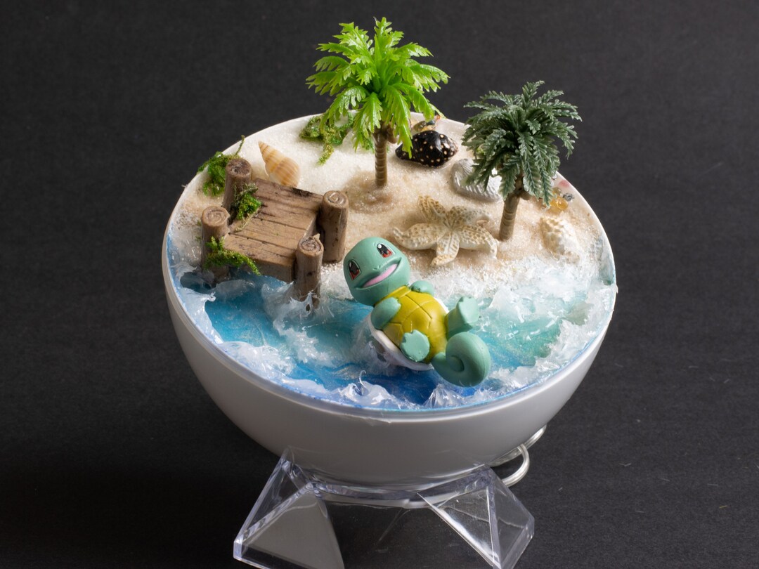 Pokemon Terrarium, Pokeball Diorama, Squirtle in Beach Terrain, 10cm ...