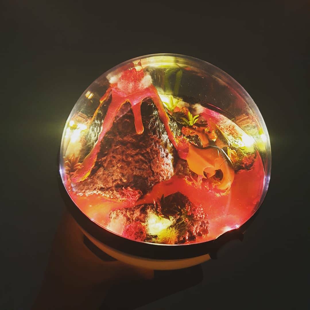 Pokemon Terrarium/ Huge 6.3inch , 16cm Erupting Volcano Diorama ...