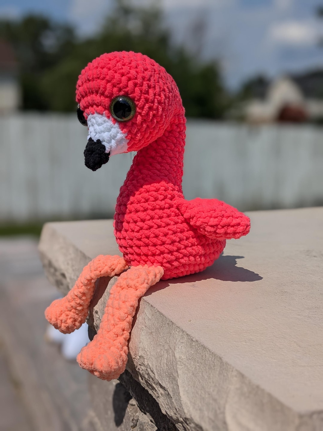 Neon Pink Flamingo Plushie, Crochet Stuffed Animal - Etsy