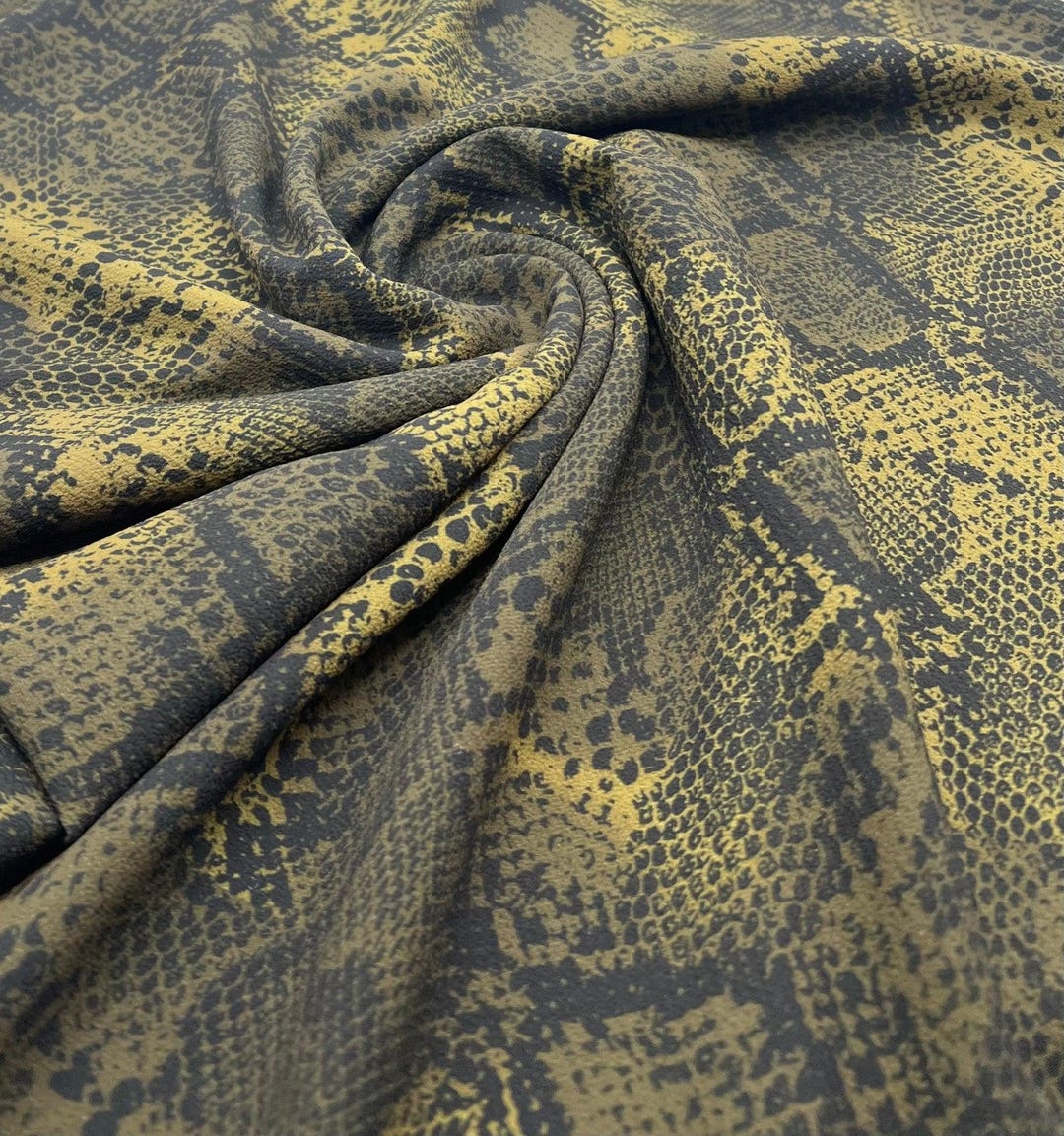 Dark Green Snake Print Light Weight Bubble Crepe Fabric - Etsy
