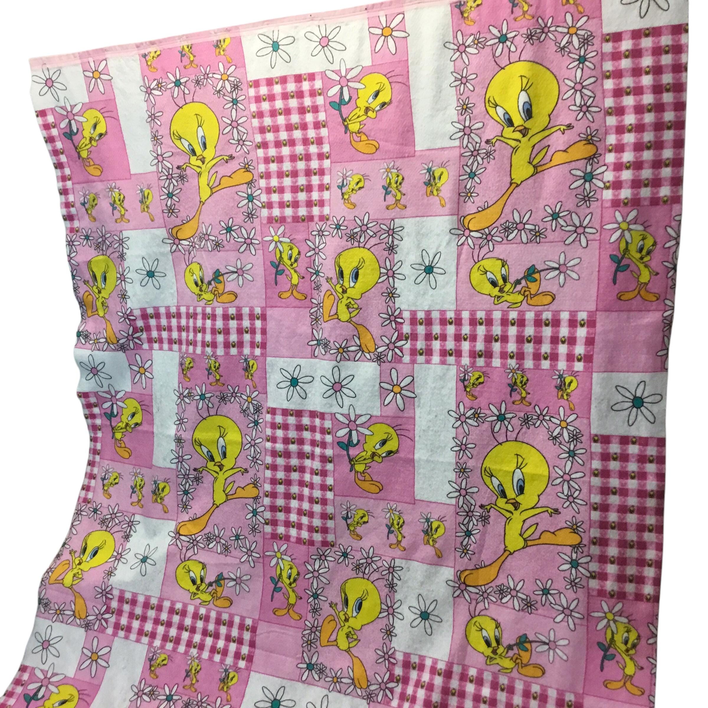 Vintage 1997 Looney Tunes Tweety Bird Bed Blanket Warner Bros USA 60 X ...