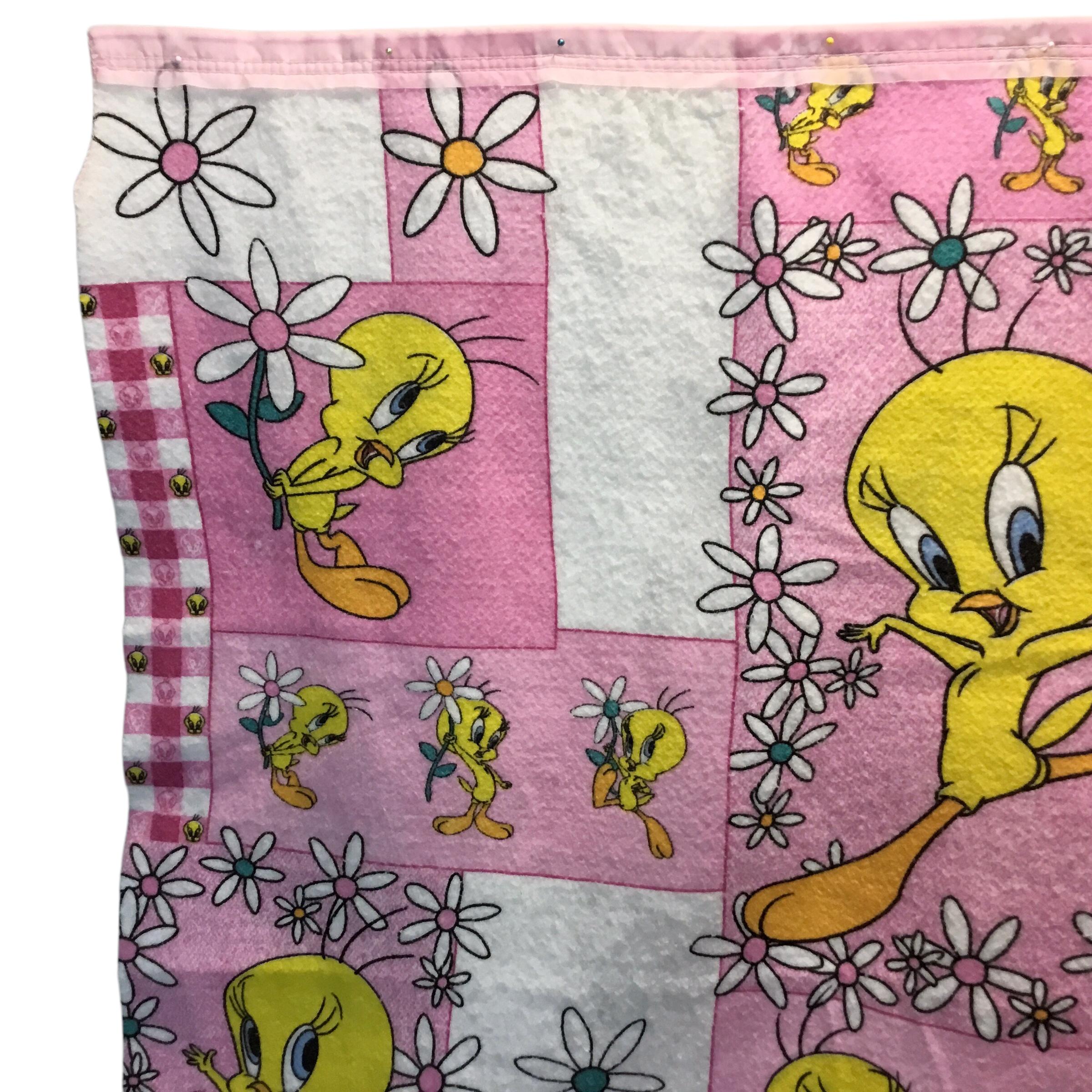 Vintage 1997 Looney Tunes Tweety Bird Bed Blanket Warner Bros USA 60 X ...