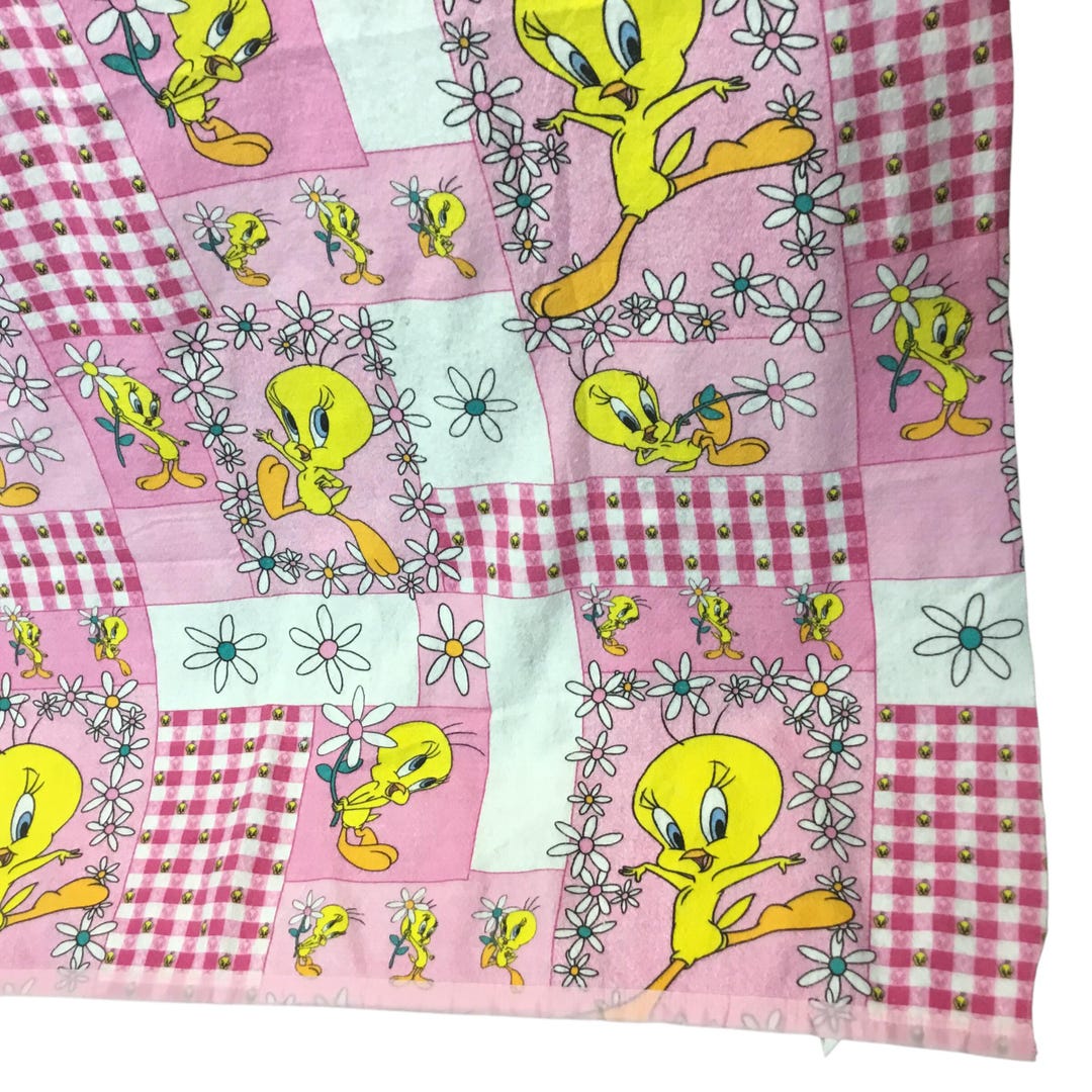 Vintage 1997 Looney Tunes Tweety Bird Bed Blanket Warner Bros USA 60 X ...