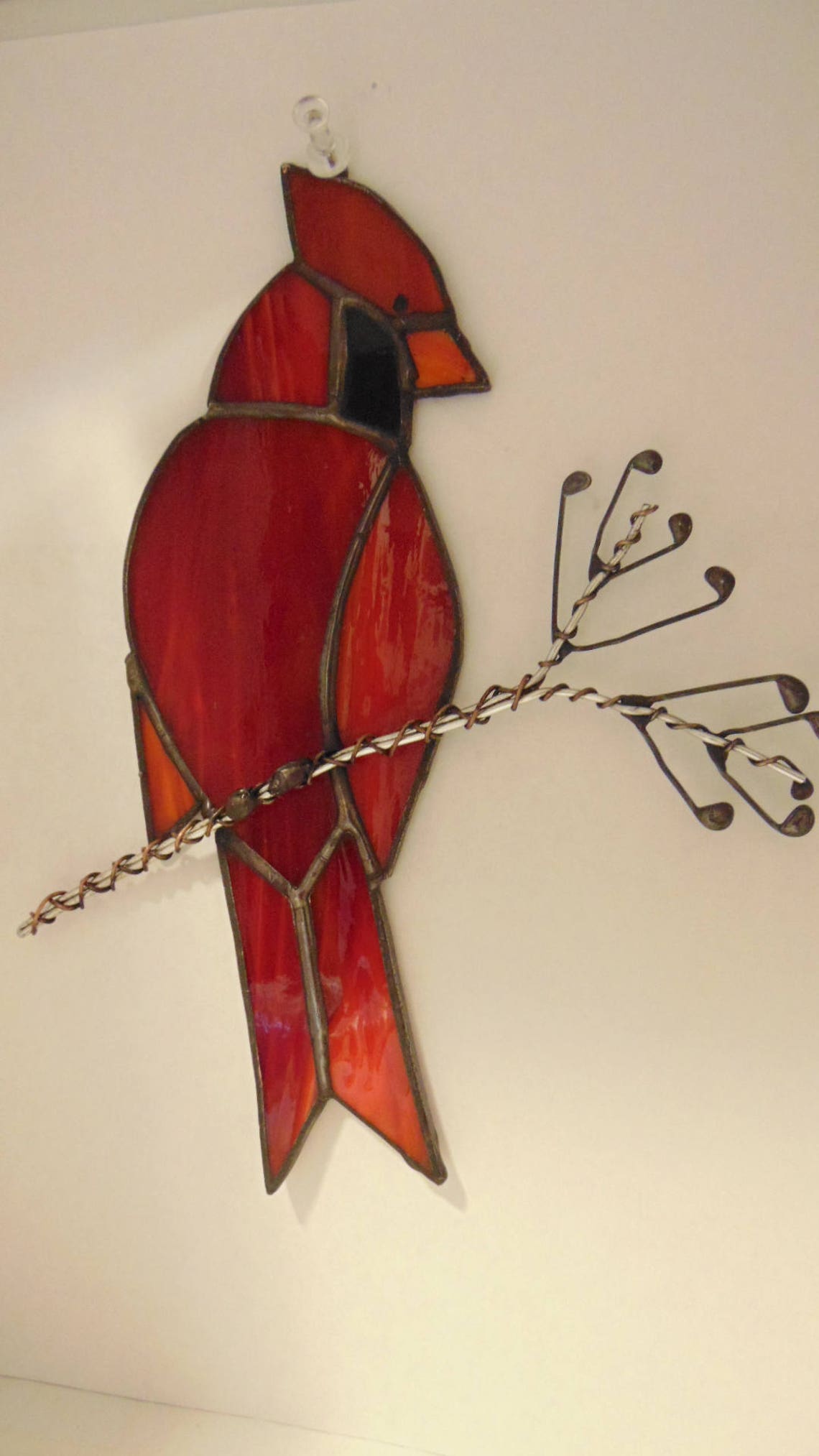 Stained Glass Cardinal Sun Catcher Window Display Etsy