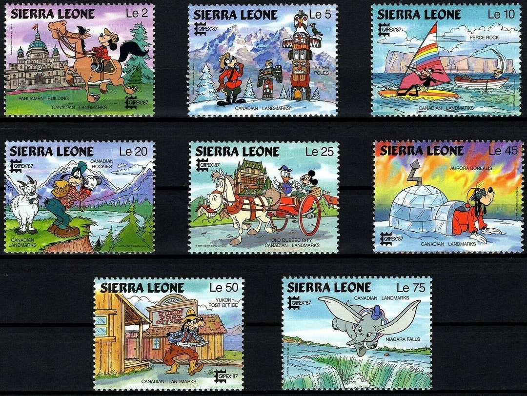 Disney Sierra Leone 1987 Set of 8 Stamps & 2 Souvenir Sheets Scott #849 ...