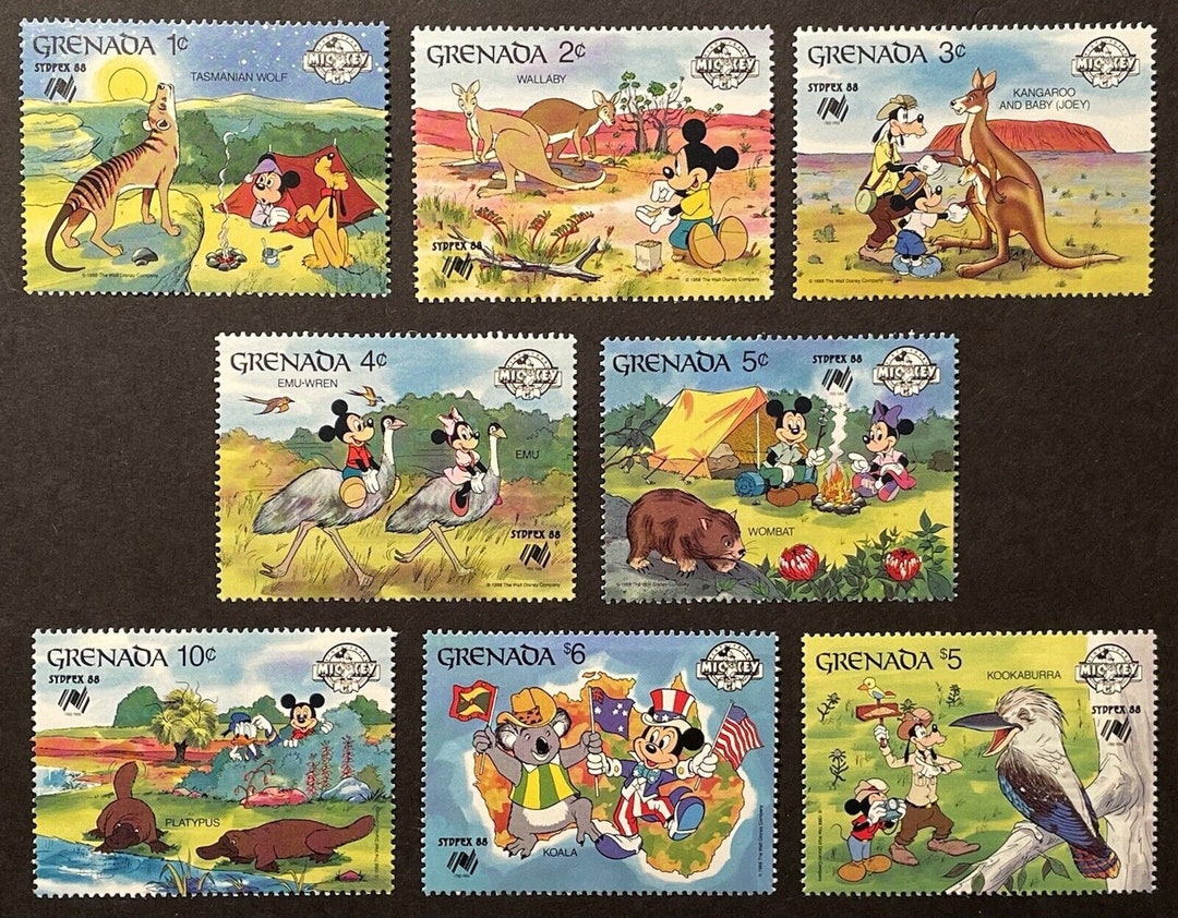 Disney 1988 Grenada Complete Set of 8 Stamps and 2 Souvenir Sheets ...