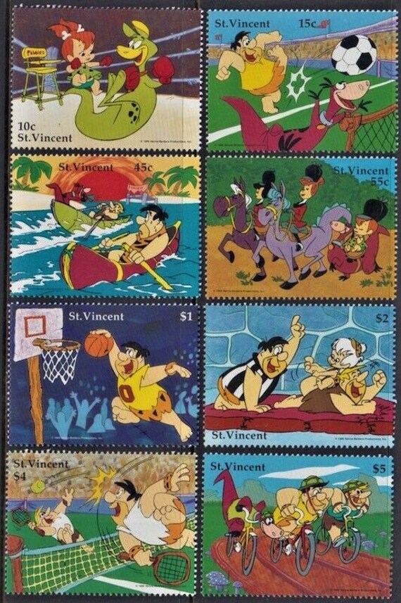 Flintstones 1991 St. Vincent Complete Set of 8 Postage Stamps | Etsy
