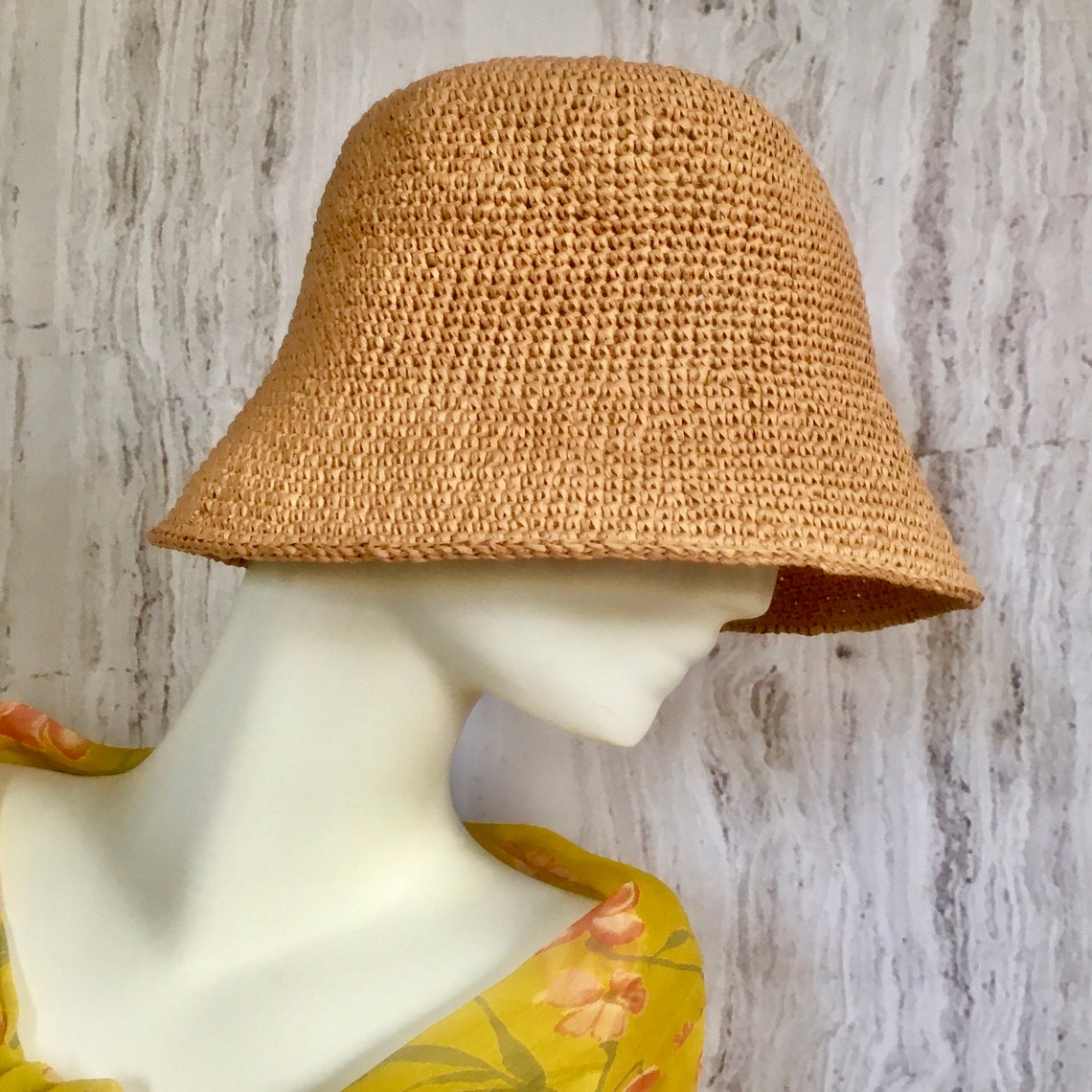 Crochet Raffia Bucket Hat, Raffia Panama Knit Hat - Etsy
