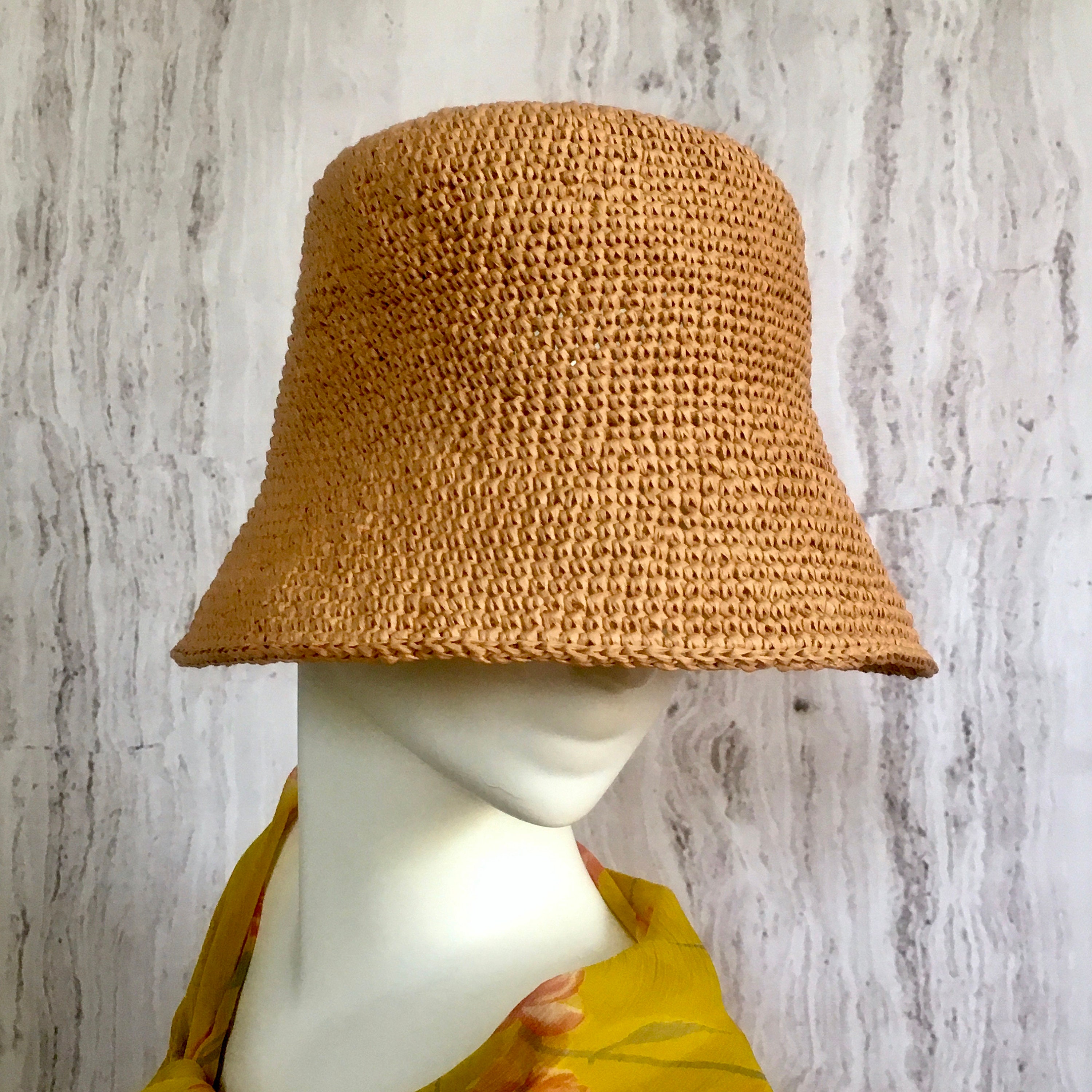 Crochet Raffia Bucket Hat, Raffia Panama Knit Hat - Etsy