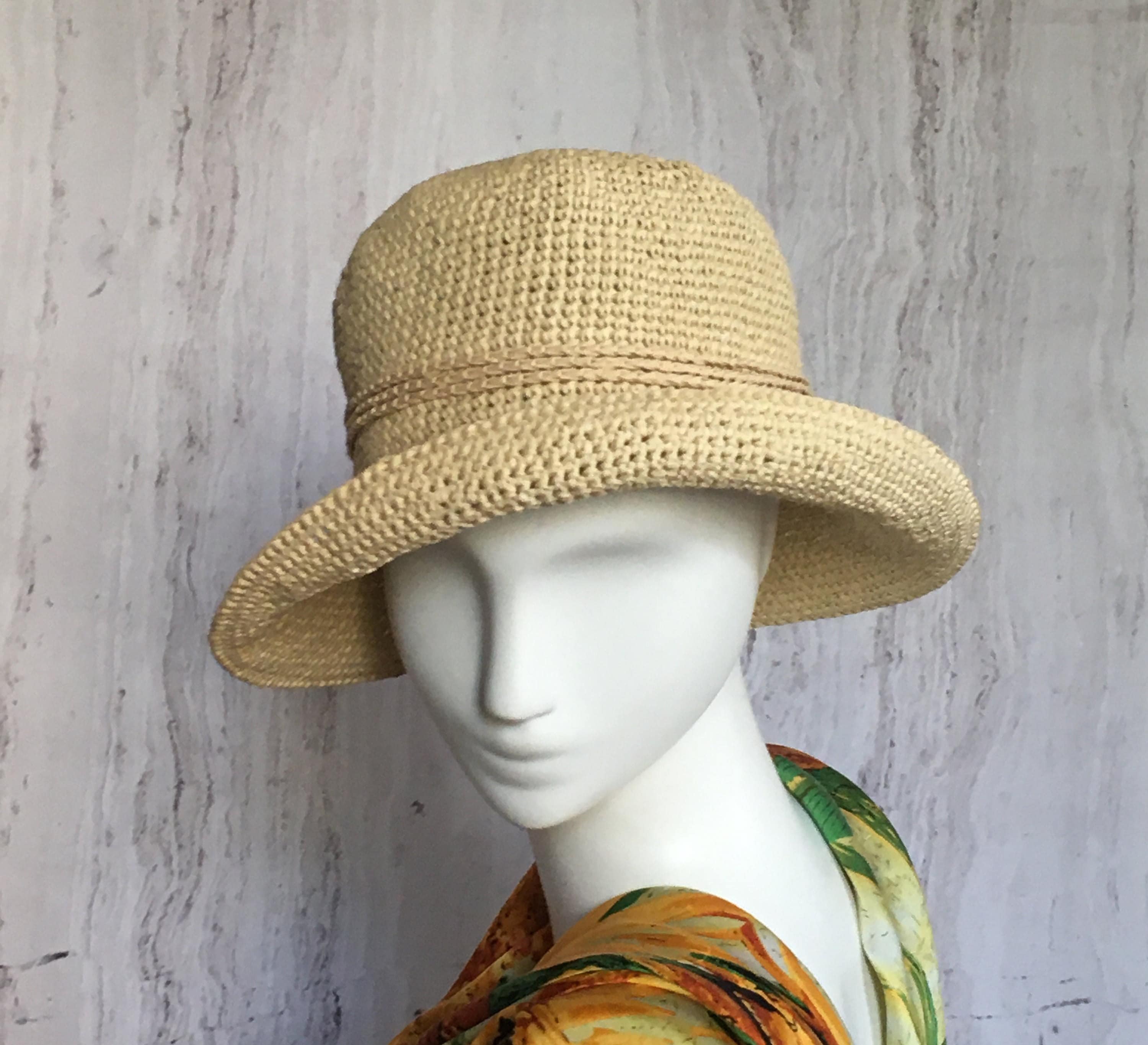Straw Crochet Hat, Crochet Raffia Hat, Raffia Summer Hat - Etsy