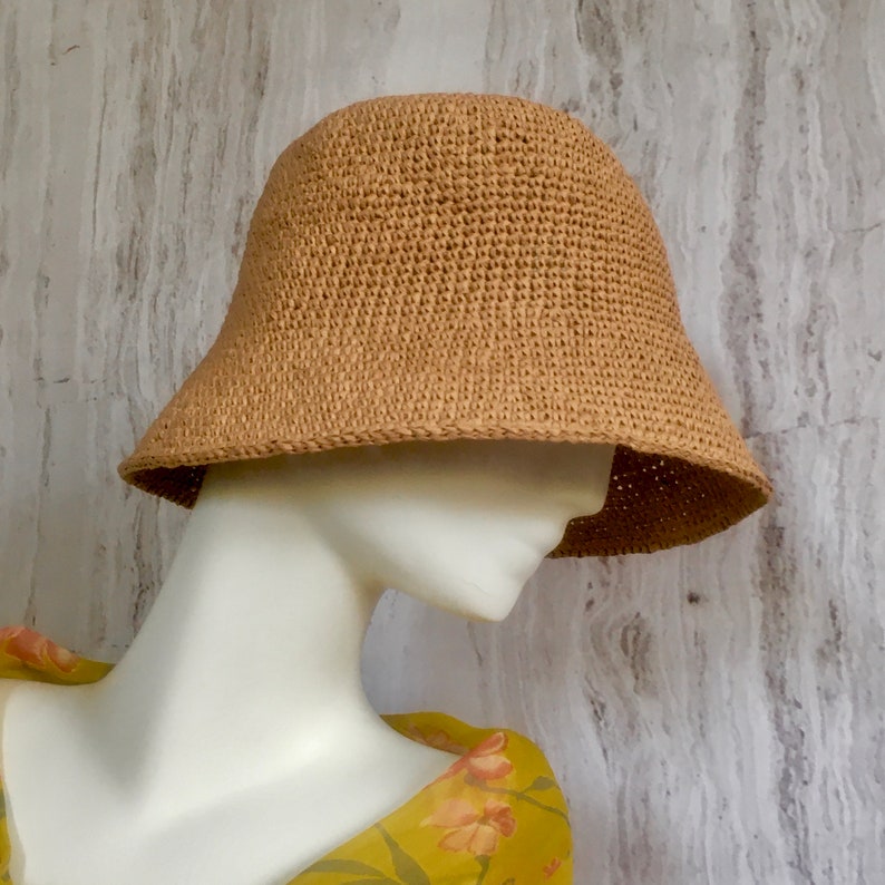 Crochet Raffia Bucket Hat Raffia Panama Knit Hat | Etsy