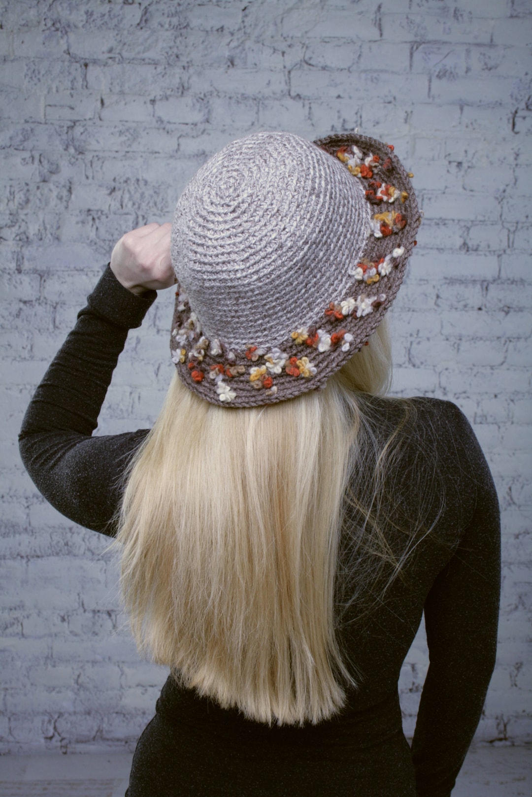 Crochet Bucket Hat With Fancy Yarn With Flowers - Etsy