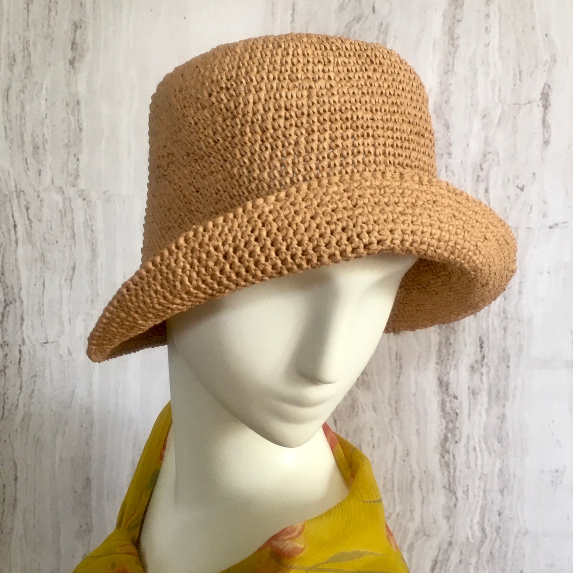 Crochet Raffia Bucket Hat, Raffia Panama Knit Hat - Etsy