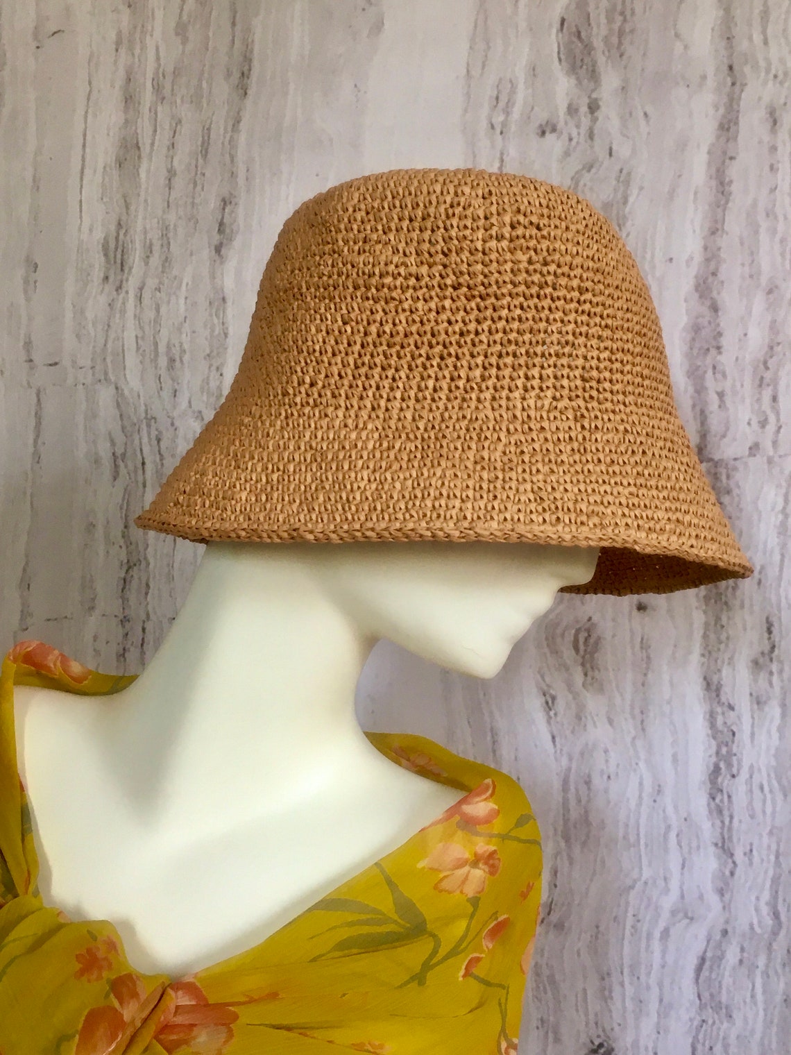 Crochet Raffia Bucket Hat, Raffia Panama Knit Hat - Etsy